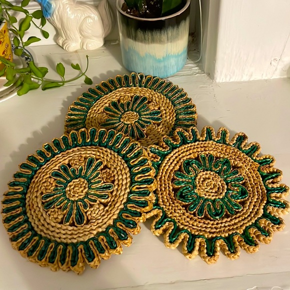 Kitchen | Vintage Woven Straw Trivets Set Of 3 | Poshmark